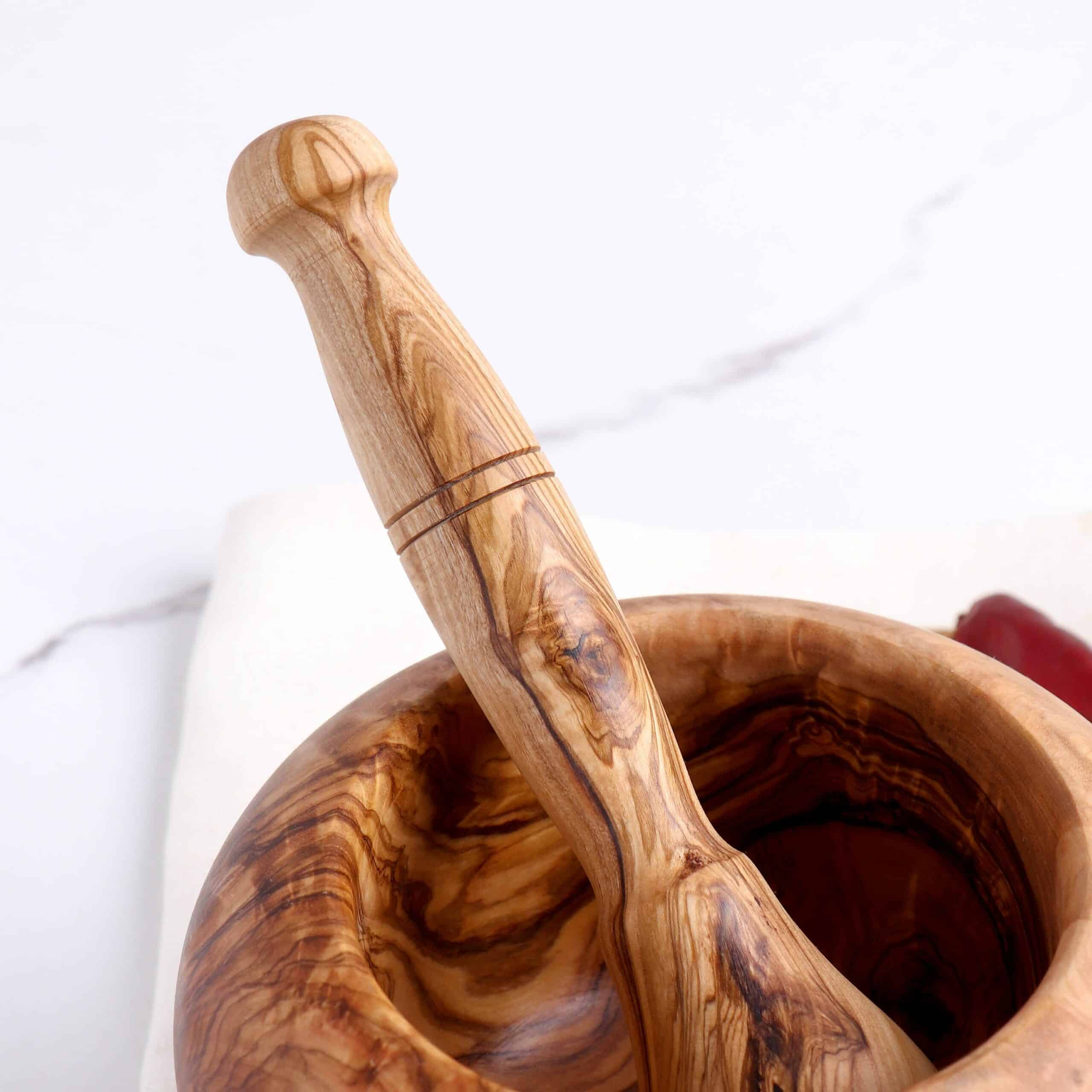 Large Wood Mortar and Pestle. Tunisian Handmade - Artisraw