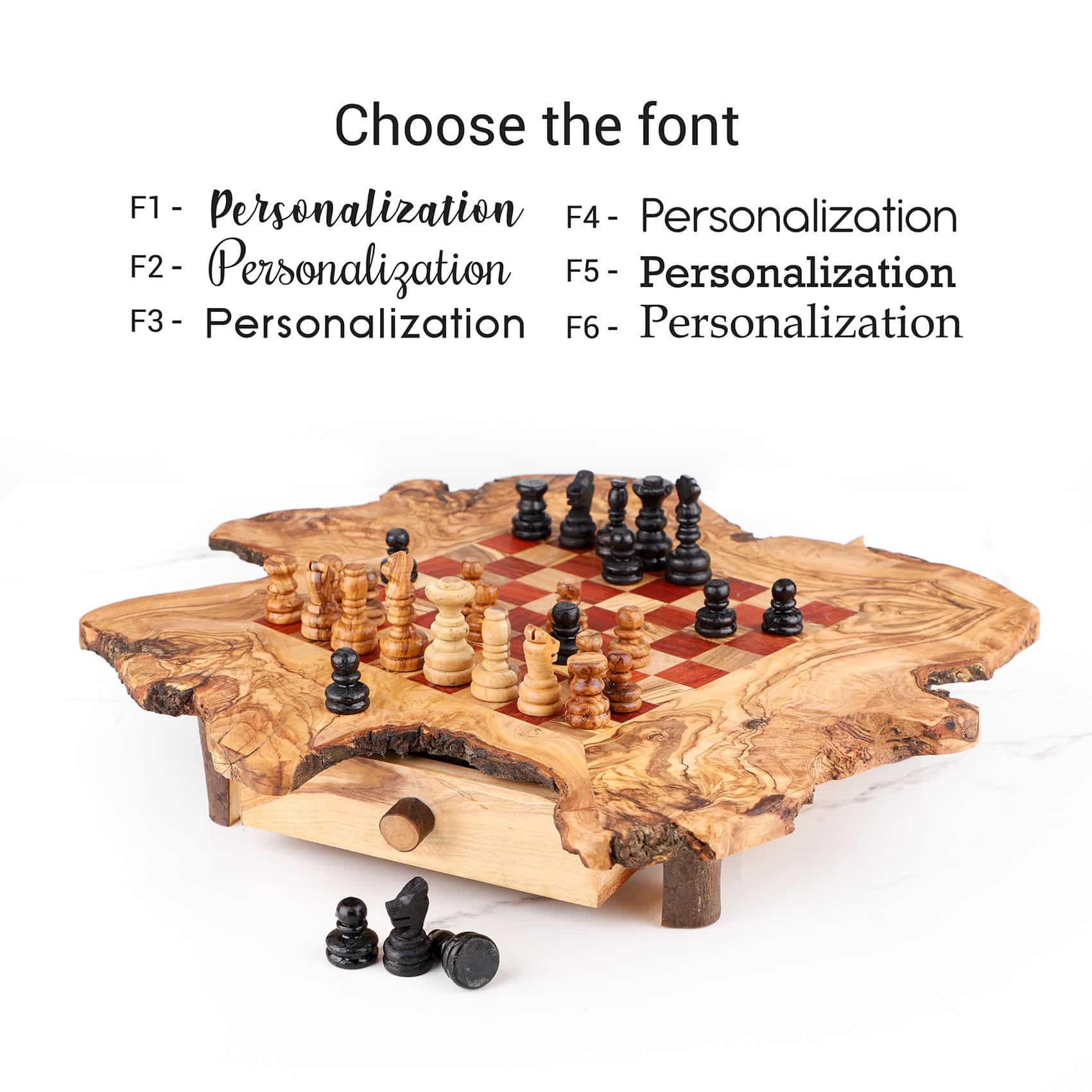Rustic Wooden Chess Set with Storage - Artisraw