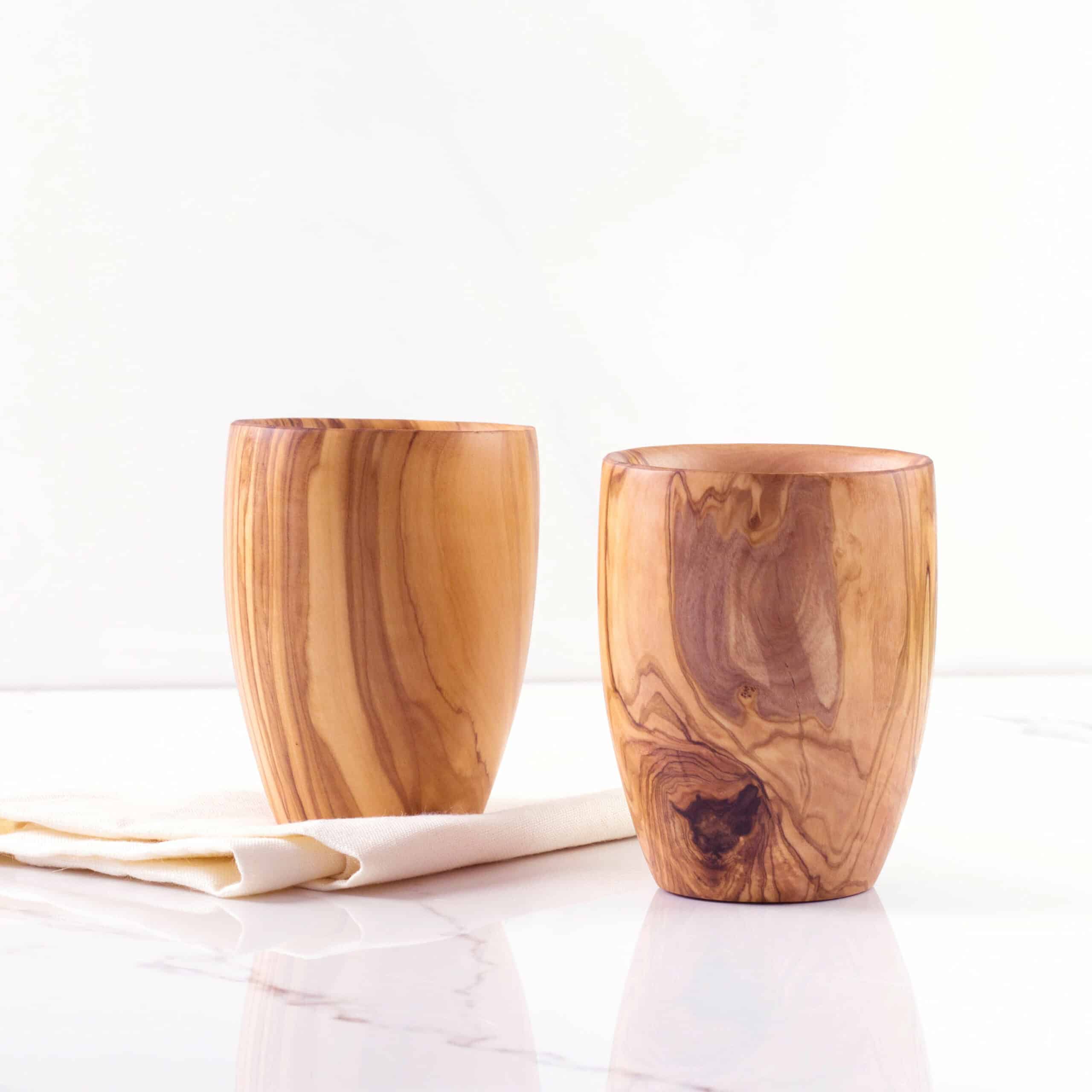 Set of 2 Large Handmade Wooden Cups - Artisraw