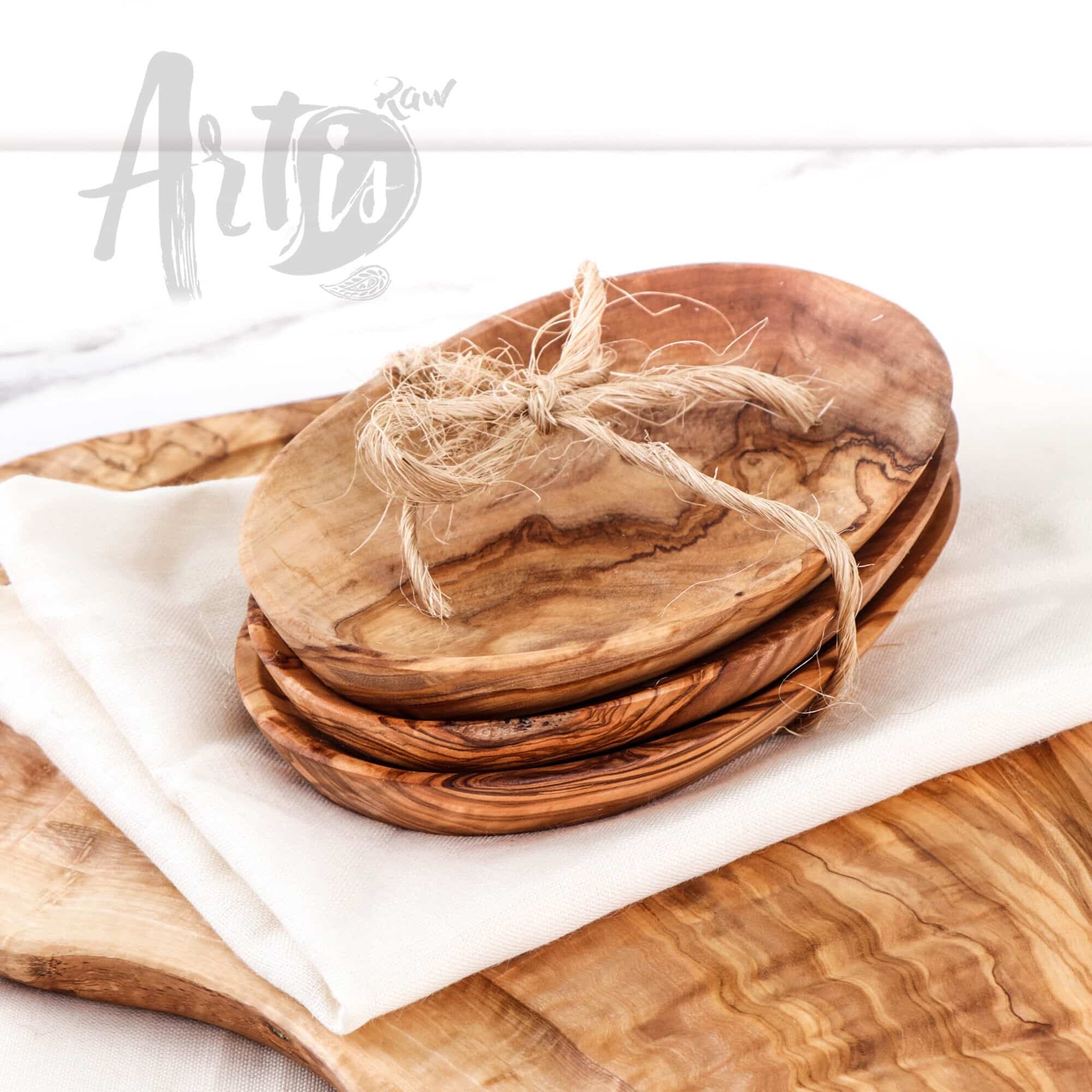 Set of 3 Handmade Small Wooden Dishes - Artisraw