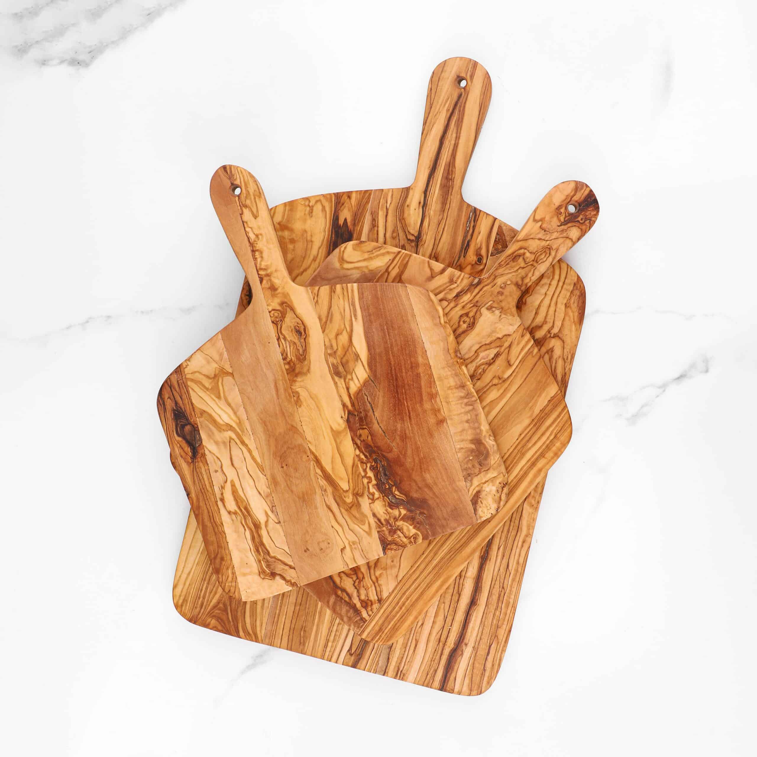 Set of 3 Olive Wood Cutting Boards with Handles - Artisraw