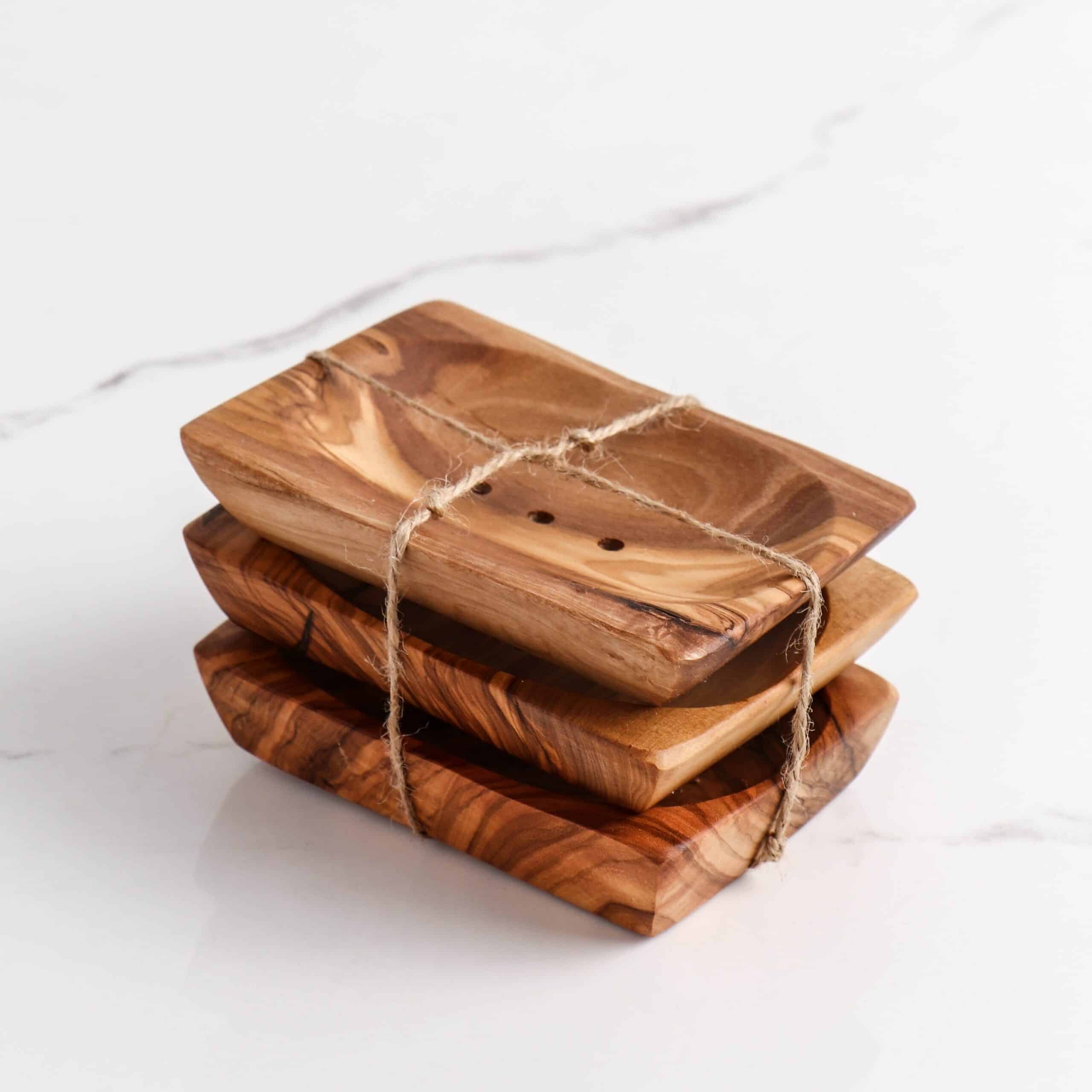 Set of 3 Wood Soap Dish handmade from Tunisian Olive Wood/Wooden Soap ...
