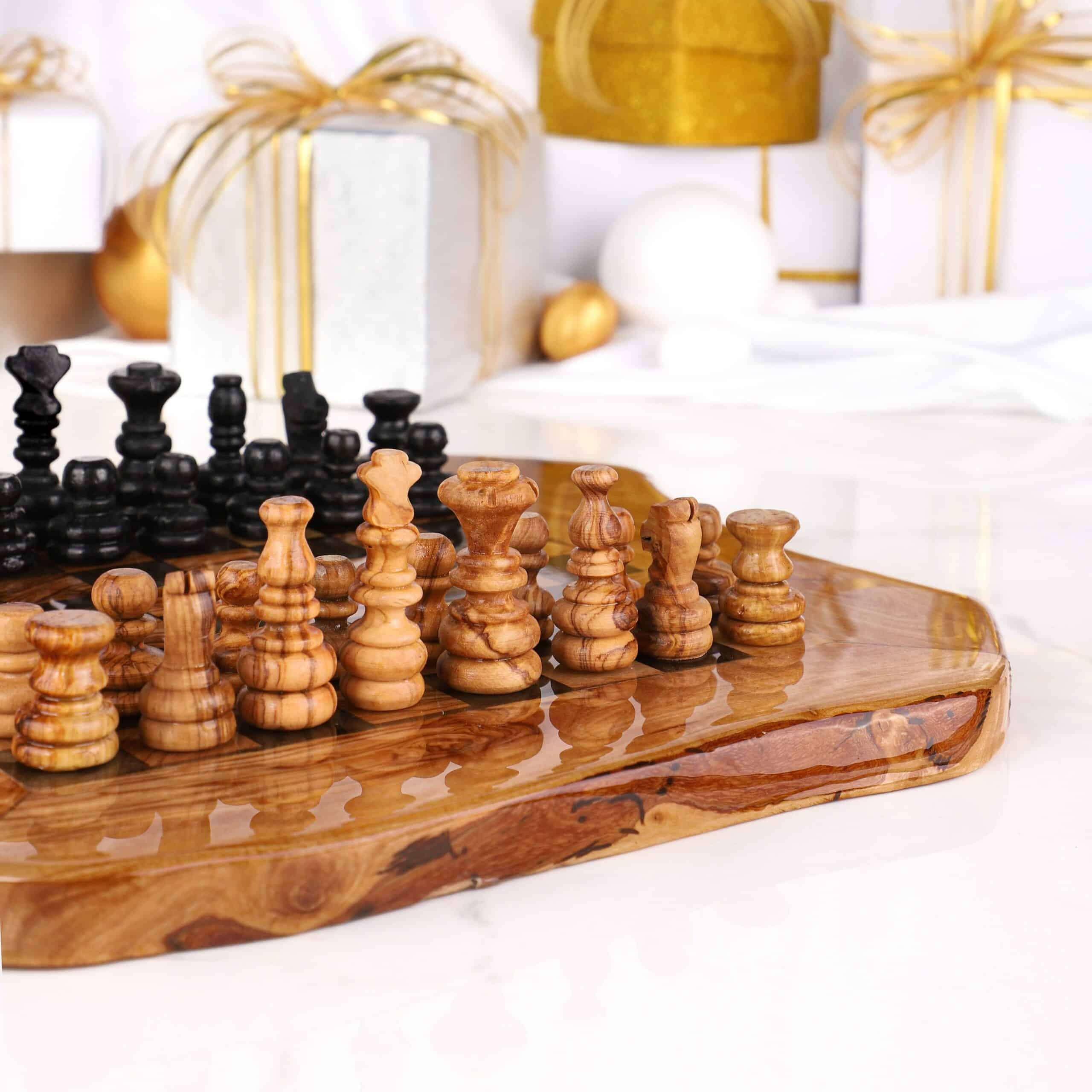 Wood and Resin Chess Set Handmade - Artisraw