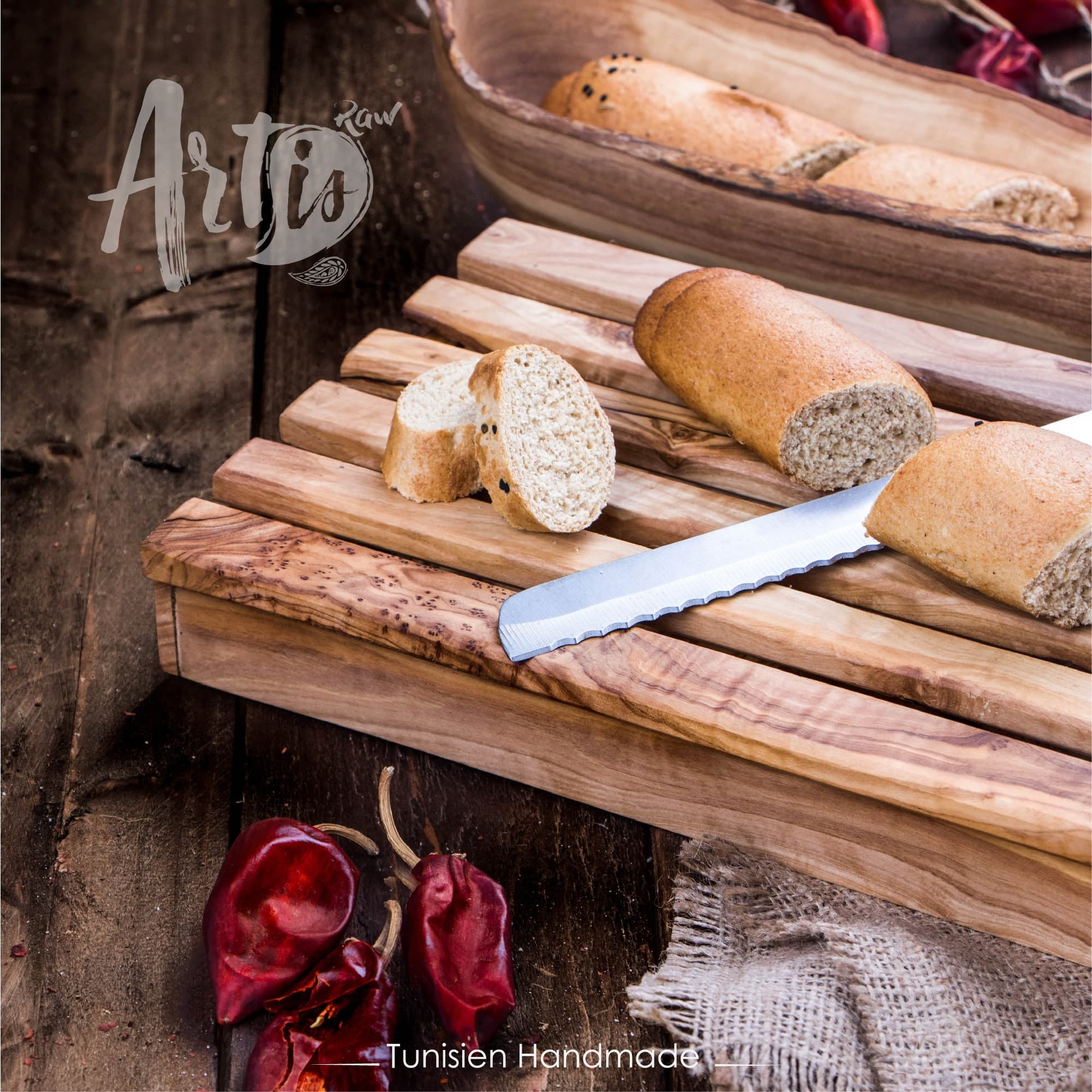 Handmade Wooden Bread Board. Two Levels - Artisraw