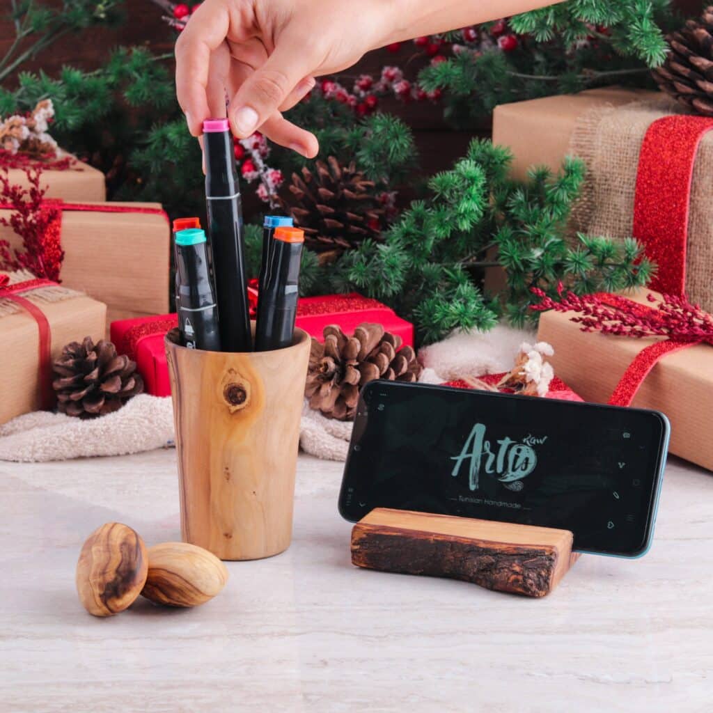 Handmade set of Wood Rustic Desk Accessories - Artisraw
