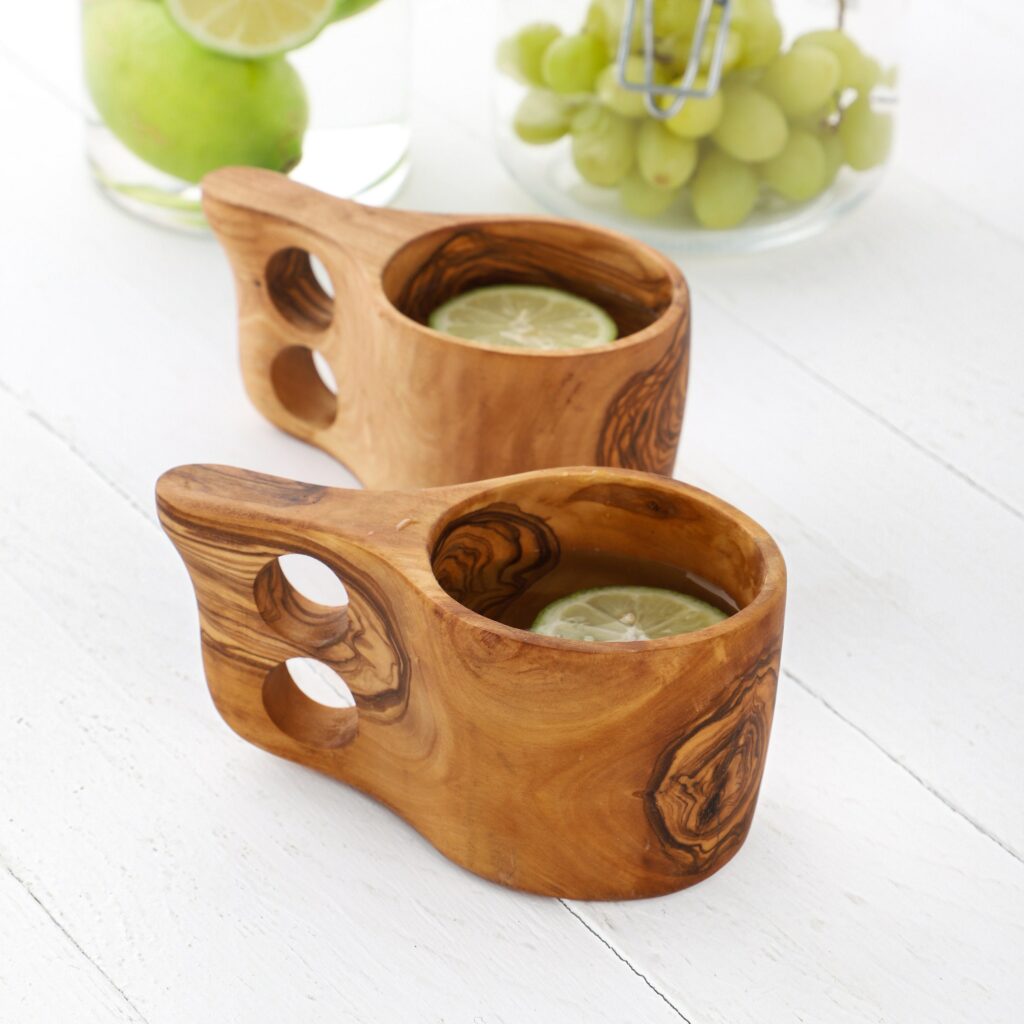 Kuksa Cup Set of 2, Handmade from Olive Wood - Artisraw
