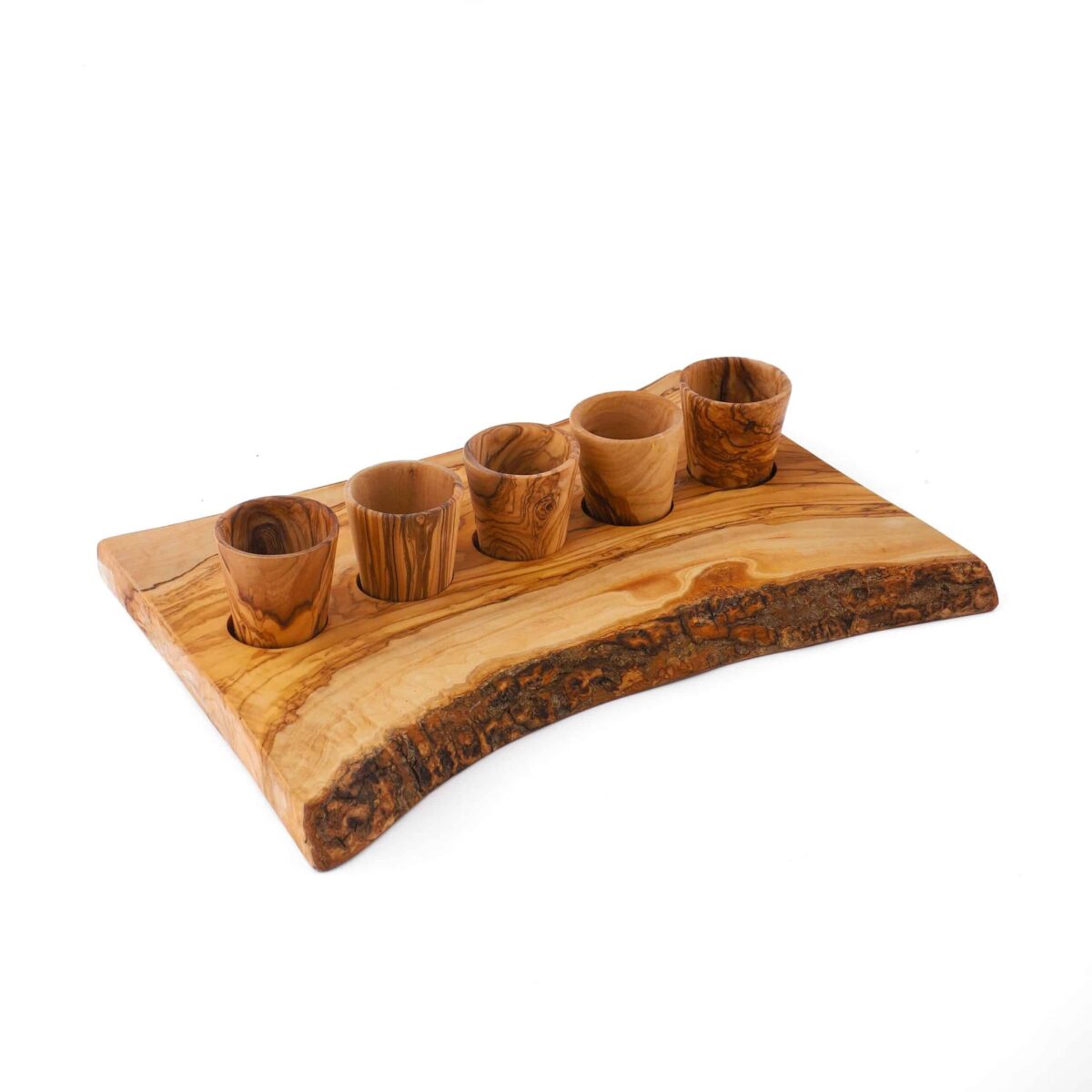 Set of 5 Wood Shot Glasses with Serving Board - Artisraw