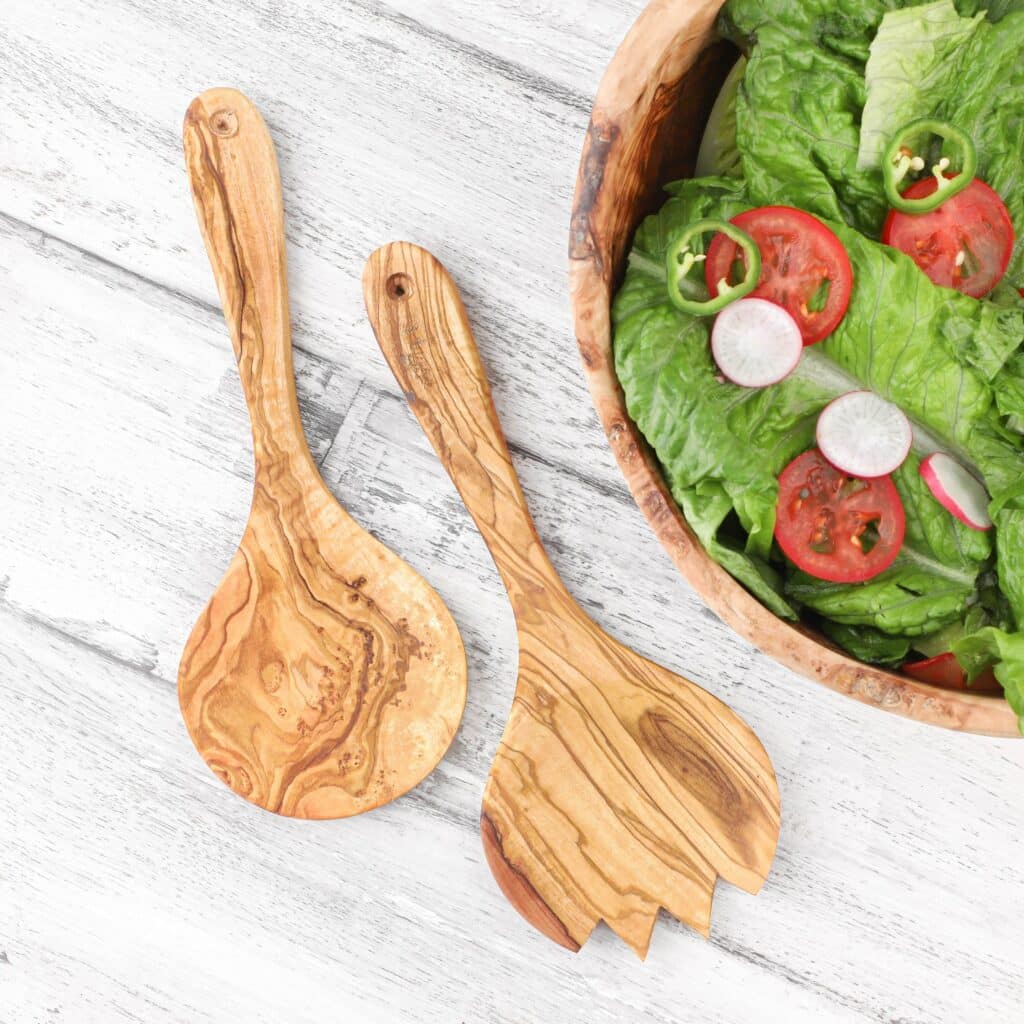 Set of Big Wood Spoon and Wooden Spork - Artisraw