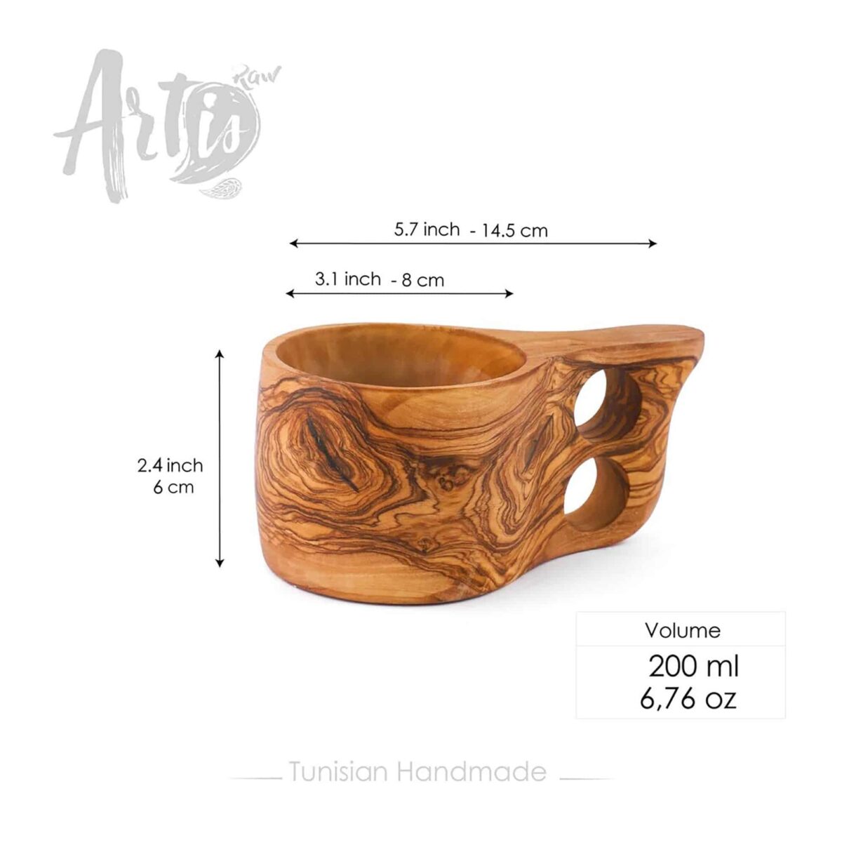 Kuksa Cup Set of 2, Handmade from Olive Wood - Artisraw
