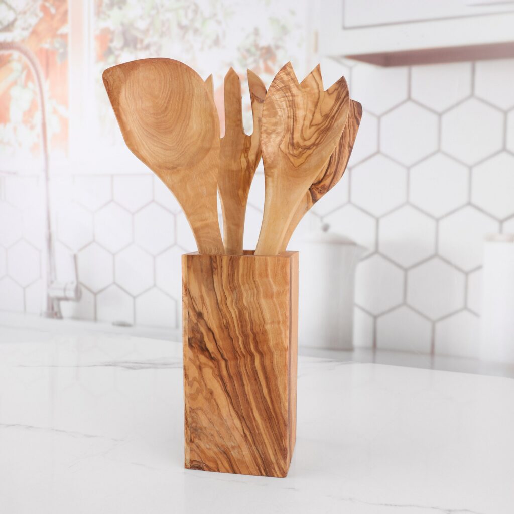 Handmade Olive Wood Kitchen Utensils Set